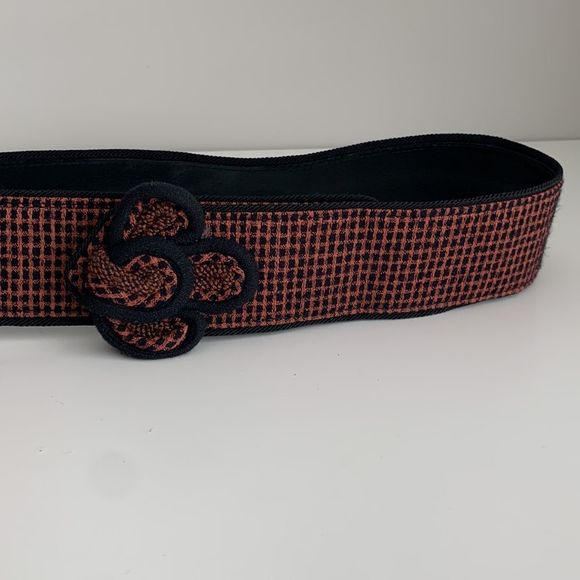 Accessories | Vintage Checkered Belt Black Brick Brown | Poshmark